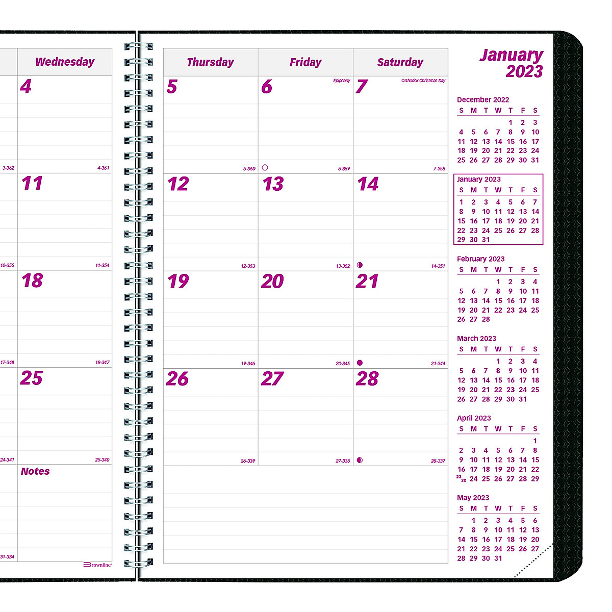 Brownline 2023 DuraFlex Monthly Planner, 14 Months, December 2022 to January 2024, Twin-Wire Binding, 11" x 8.5", Black (CB1262V.BLK-23)
