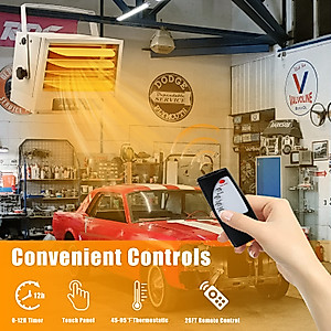 AKUSAKO Garage Heater with Remote - Digital Fan-forced Ceiling Mount Heater with Electric Control, 12H Timer,240V, Thermostat, Workshop Heaters for Warehouse, Greenhouse, Large Area Wall Heater