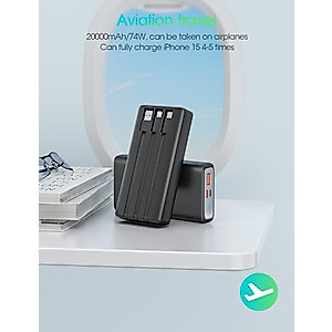 Portable Charger Power Bank 20000mAh, 22.5W PD 3.0 Fast Charging Battery Pack with 3 Built-in Cables, Portable Phone Charger with LED Display, USB-C Battery Pack Compatible with iPhone, Samsung etc.