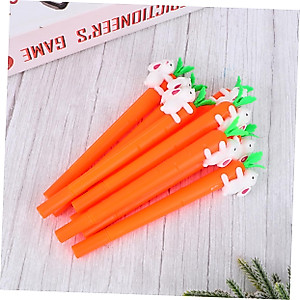 STOBOK Gel Pen Rabbit Carrot Shape 20pcs 0.5mm Black Ink Pens for Students Office