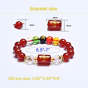 KESOCORAY Feng Shui Obsidian Red Agate Wealth Five-Element Yoga Pure Heart Bracelet for Good Luck