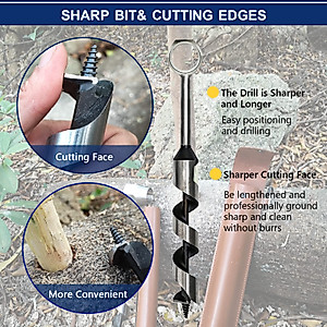 1 X 10-inch Hand Auger Wood Drill, Hexagon Embedded Welding Bushcraft Hand Auger Wrench Scotch Eye Auger Manual Bushcraft Auger Set w/Leather Case Survival Tools -by MinliGUY