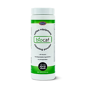 Urnex Biocaf Coffee Equipment Wash - 17.6 Ounce (100 Uses) - Safe Biodegradable Phosphate-Free for Use On Espresso Machines and Coffee Brewers Sustainable Renewable Eliminates Residue White