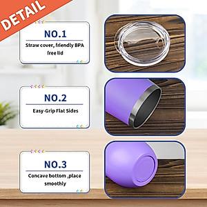 StarSpeed 12oz Wine Tumbler with lid, Stainless Steel Travel Mugs Stemless Double Wall Insulated Coffee Cup, Insulated Wine Glasses Travel Tumbler for Cold & Hot Drinks(Purple, 1)