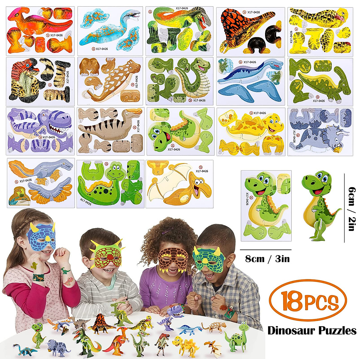 Golray Dinosaur Party Favors Birthday Supplies Gift Box Dino Egg Model Puzzle Mask Stamper Slap Bracelet Keychain Tattoo Sticker Goody Bag Stuffer Pinata Filler 102Pcs Boy Kids Dinosaur Party Supplies