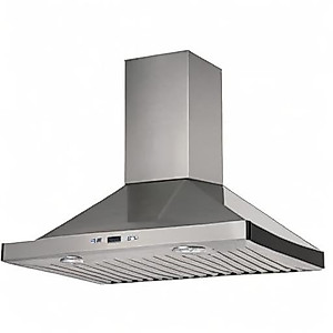 FORNO Siena 30" Inch. Wall Mount Range Hood with Ducted Convertible and Exhaust Pipe - Stainless Steel Ceiling Chimney-Style Stove Vent with 4 Speed Touch Control Panel