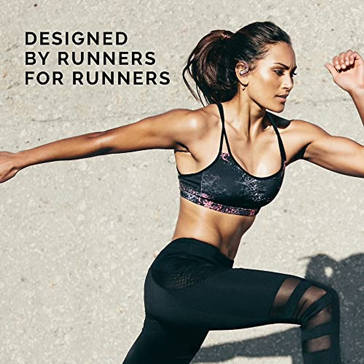 Runner 60 Wireless Rose Gold Earbuds for Running, Workout Headphones for Women, Pink Bluetooth Earphones, Over Ear Hooks, 80-Hour Long Battery, Water-Resistant Pink Earbuds Wireless Charging Case