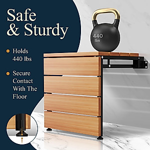 Unique America Folding Shower Seat Wall Mounted, Teak Folding Shower Bench, Fold Down Shower Seat & Foldable Shower Seat, Foldable Shower Bench, Fold Up Shower Chair, Folding Teak Shower Seat 16"