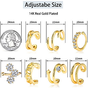 16 Pcs Clip on Earrings for Women Non Piercing, Ear Cuffs Adjustable Fake Clip On Earrings Set for Gift