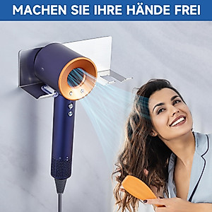 Hair Dryer Holder Wall Mounted, Adhesive Bathroom Blow Dryer Holder, Stainless Steel Hair Dryer Holder, Hair Tool Organizer No Drilling, Hairdryer Holder for Bathroom Barber Shops
