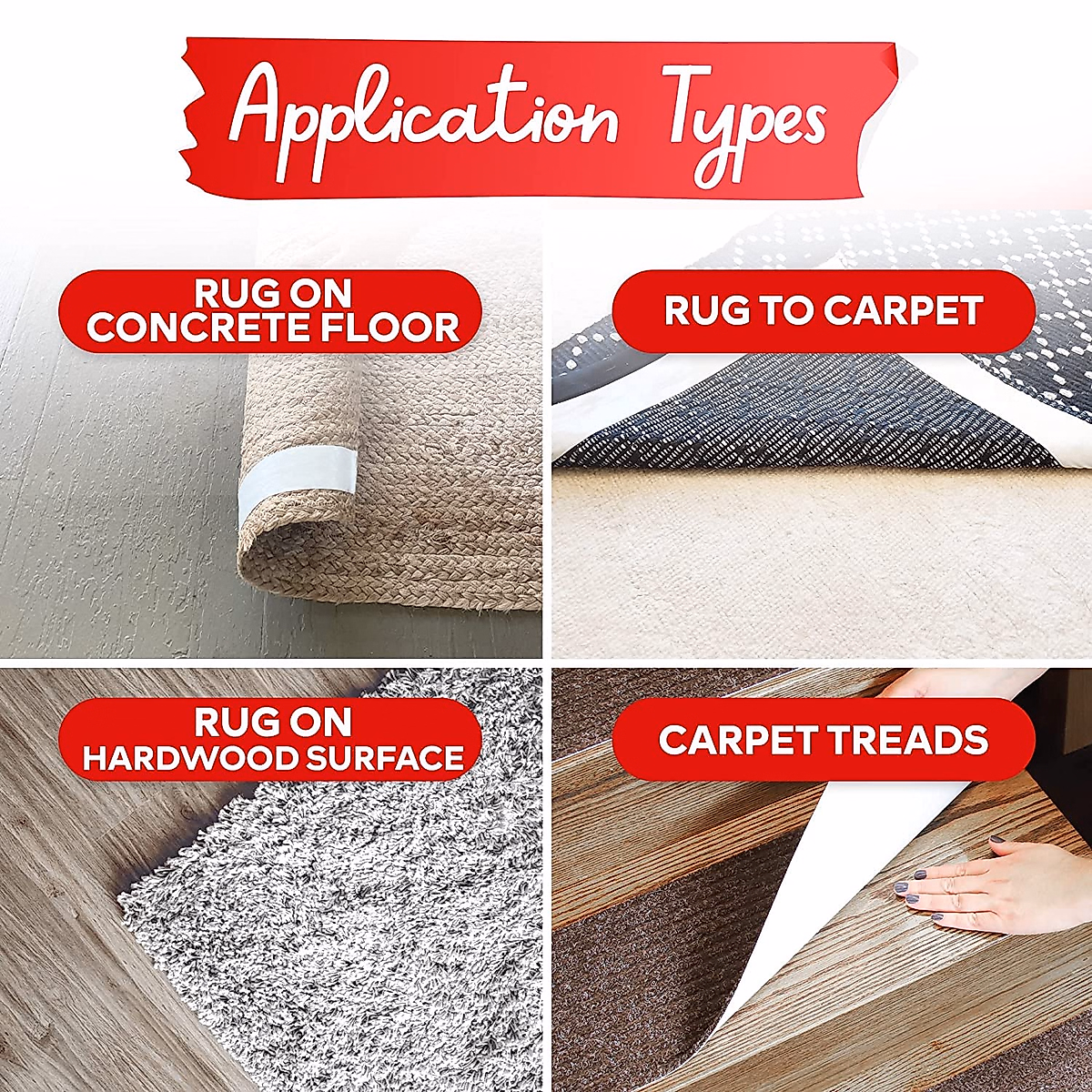 XFasten Double Sided Carpet Tape for Area Rugs 2 Inch x 10 Yards w/Mini Cutter Residue-Free Double Sided Rug Tape for Laminate Floors, Rug Tape Gripper for Carpet, Tape for Hardwood Floors