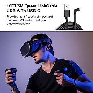 Compatible with Oculus Quest Link Cable (16FT), Suitable for Oculus Quest 1/Quest 2 / VR Headset Cable, Used for Gaming PC and Type C Charger