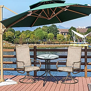 Patio Swivel Dining Chairs Set of 2 Outdoor Kitchen Patio Stools and Bar Height Chairs Outdoor Indoor Banquet Furniture Metal Chair with Textilene Mesh Fabric for Backyard Lawn Pool Garden Deck