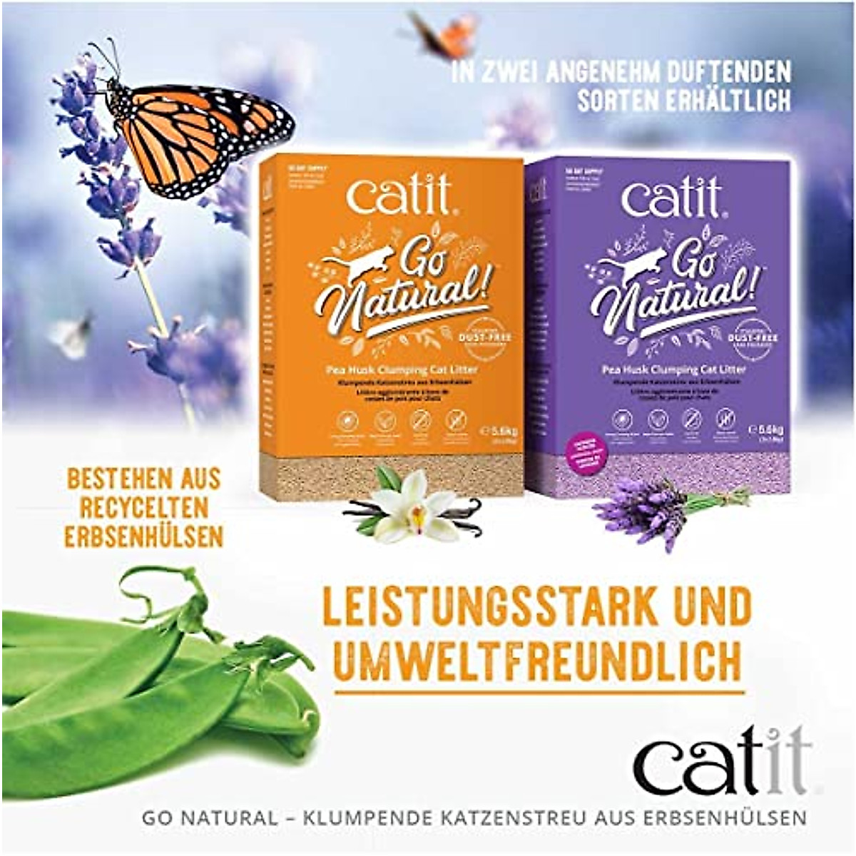 Catit Go Natural Pea Husk Clumping Cat Litter 14.8 lb, Natural