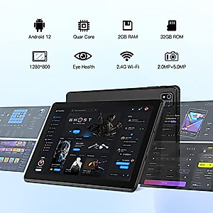 LVILLE Tablet 10.1 Inch Quad-Core 32GB Android 12 Tablets IPS HD Display 5000mAh Tablets (Black)