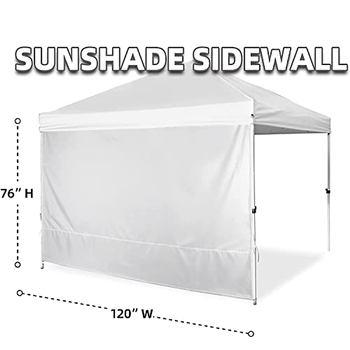 MordenApe Sunshade Sidewall for 10x10 Pop Up Canopy - Straight Leg, Instant Canopy SunWall, 1 Pack Sidewall Only (White)