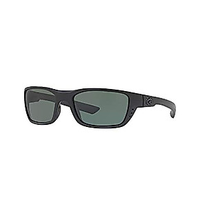 Costa Del Mar Men's Whitetip Polarized Rectangular Sunglasses, Blackout/Grey Polarized-580P, 58 mm