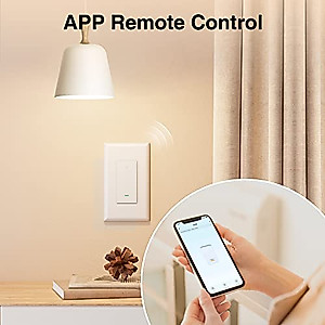 OHMAX Smart Switch, Single Pole, 2.4Ghz WiFi Smart Light Switch for Lights Works with Alexa and Google Home, Neutral Wire Required, Remote and Voice Control, UL Certified (4 Pack)