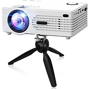 MOSECO 2022 Upgraded 7500Lumens Mini Projector, Full HD 1080P & 200" Display Supported, Portable Movie Projector Compatible with Phone, TV Stick, PS4, HDMI, AV, Dual USB [Tripod Included]
