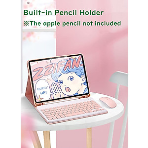 YEEHi Color Keyboard for iPad Mini 5th Generation iPad Mini 4 Keyboard Case with Mouse Cute Detachable Removable Wireless Bluetooth Keyboard Cover for iPad Mini 5 Mini 4 (Purple)