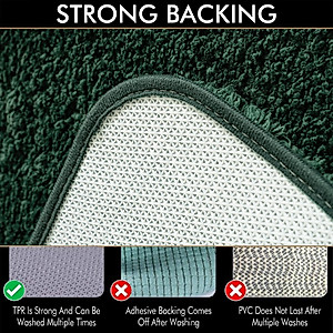 MIULEE Dark Green Bathroom Rugs Set 2 Piece, Non Slip Bath Mat with Absorbent Microfiber, Ultra Soft Thick Rugs for Bathroom Floor Tub Shower, Machine Washable (16 x 24 Inches)