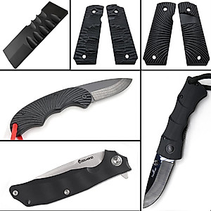 Cool Hand 2 pcs G10 Knife Handle Scales Slabs Custom DIY Tool Material for Knives Making Blanks Blades, All Black, KHM-G10-1