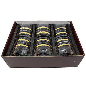 Glazze Crystal Set of 6 Handcrafted Old-Fashioned Whiskey Glasses with Real Gold Wide-Rimmed Detailing, Unique Luxurious Gift for Men and Women - For Whisky & More