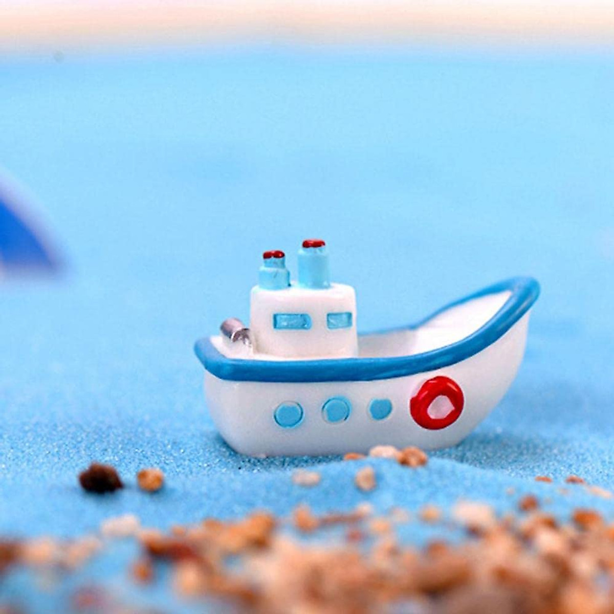 4 Pcs Yacht Ornaments, Resin Sea Boat Figurines Mini Fairy Garden Decorations, Bonsai Miniatures DIY Crafts Home Decors