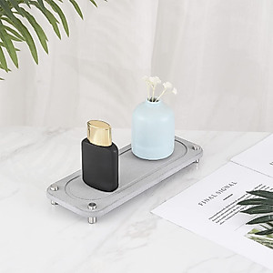 ZNOKIN Water Absorbing Stone Tray Instant Dry Sink Organizer Bathroom Kitchen Sink Sponge Holder Diatomaceous Earth Fast Drying Stone with Pedestal Stainless Steel Feet (Light Grey)