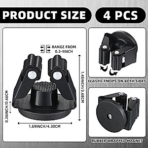 Vercraft 4 Pcs Magnetic Mop Broom Holder Movable Magnetic Broom Holder Rack, Magnetic Holder Anti Slip Wall Mounted Utility for Cleaning Tools, Garage, Kitchen, Laundry, Garden (Black)