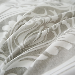Tache Gray White Ogee Damask Moon Sky Speckled Heather Grey Modern Victorian Shabby Chic Reversible Duvet Cover Queen