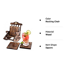 Divit Wooden Coasters for Drinks, Eco-Friendly, Absorbent, Antique Look Handcrafted Coasters (Rocking Chair)
