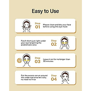 Komoko 24K Gold Under Eye Patches (60 Count), Skin Care, Golden Under Eye Mask Anti-Aging Collagen & Amino Acid, Eye Mask for Removing Dark Circles, Puffiness and Wrinkles, Refresh Your Under Eye Skin