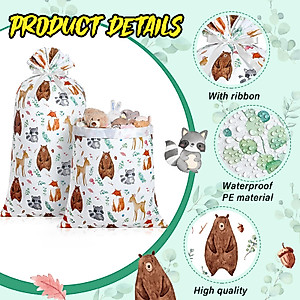 Ctosree 2 Pcs 70" x 40" Large Jumbo Gift Bag for Giant Gifts Woodland Animal Oversize Wrapping Bags with 2 Rolls Ribbons for Birthday Christmas Party(Animal)