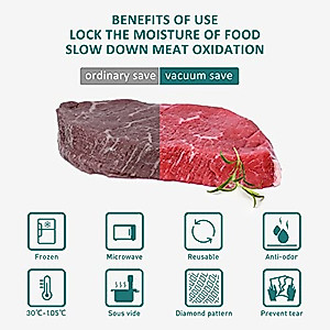 Food Vacuum Sealer Bags Rolls: 6"x20'x1Rolls and 8"x20'x2Rolls and 11"x20'x2Rolls Total 5 Pack Vacuum Sealer Rolls By YISH, Ideal for Food Saver, Seal a Meal, Great for Food Vac Storage or Sous Vide