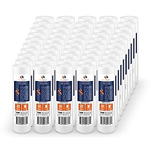 Aquaboon 50-Pack of 1 Micron 10"x2.5" Sediment Water Filter Replacement Cartridge for Any Standard RO Unit | Whole House Sediment Filtration | Compatible with DuPont WFPFC5002, Pentek DGD series, RFC
