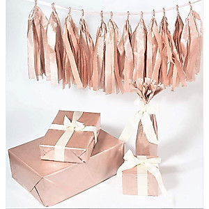 UNIQOOO 40 Sheets 20X26 Large Premium Metallic Rose Gold Champagne Gold Tissue Gift Wrap Paper Bulk - Recyclable Gift Wrapping Accessory - Perfect for Gift Bags, Wedding, Party, DIY Crafts