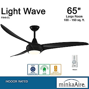 MINKA-AIRE F848-CL Light Wave 65" Ceiling Fan with LED Light and Remote Control in Coal Finish