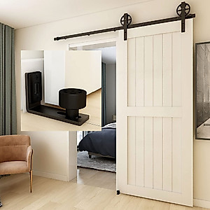 TOIMIOTOIM Sliding Barn Door Floor Guide Doors Bottom Wall Mount Adjustable Roller Double Wheel No Punching Required System 2 Pack Black, Smoothly and Quietly