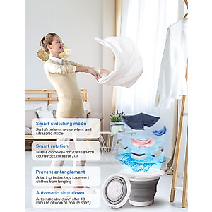 Portable Washing Machine, Mini Washing Machine with Foldable Laundry Bucket,Portable Turbo Washer by for Socks Underwear Bra, Travel Business Trip or College Rooms
