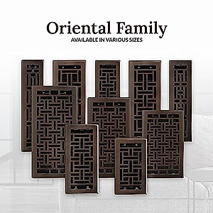 Decor Grates AJH412-RB Oriental Floor Register, 4x12 Inches, Rubbed Bronze Finish