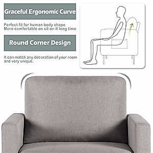 STHOUYN Fabric Comfy Small Accent Chair Set of 2 Living Room Bedroom Chairs, Reading Arm Chair for Adults, Suitable Small Spaces Office Couch, Light Grey (2, Light Grey)