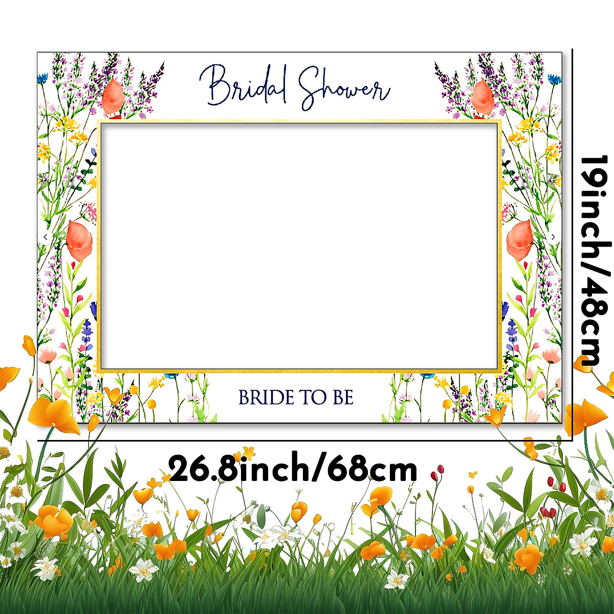 JeVenis Wildflower Bridal Shower Photo Booth Props Bride to Be Photo Booth Frame Floral Bridal Shower Party Supplies Hen Party Bachelorette Party Supplies