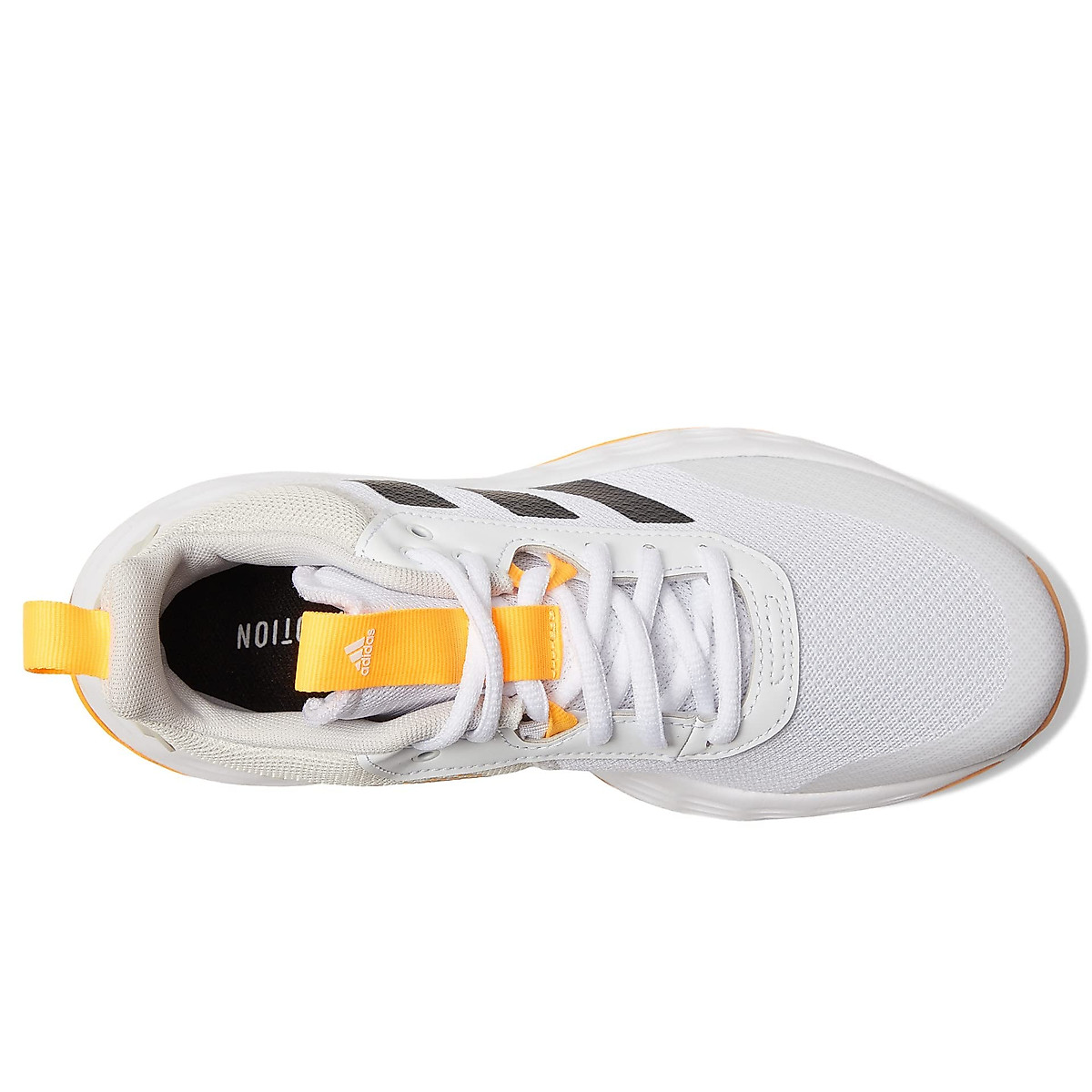 adidas Own The Game 2.0 Basketball Shoe, White/Black/Solar Gold, 7 US Unisex Big Kid