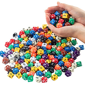 Monster Gaming 200 Dice Value Pack - 10 Multi-Colored Assorted Polyhedral Die, Compatible with Dungeons Dragons, MTG Magic, RPG DND & Board Games- Includes D4, D6, D8, D10, D12, D20