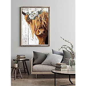 Paint by Numbers for Adults, Paint by Numbers for Kids Beginner Paint Canvas Oil Painting for Highland Cow Wall Art (Without Frame 15.7x19.7inch)