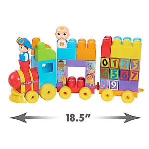 CoComelon Stacking Train, 40 Piece Large Building Block Set, 2 Figures, Colors, Numbers, Officially Licensed Kids Toys for Ages 18 Month by Just Play