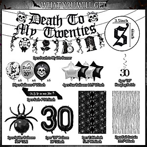 TSVATE Death to My 20s Decorations, 30th Birthday Decorations for Him, Rip to My 20s Birthday Decorations, Black 30th Birthday Decorations, 30 Balloon Numbers, Table Cloth, Cheers to 30 Years Dirty 30