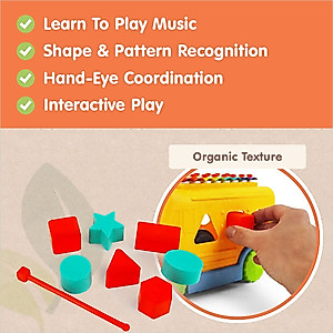 Boley Activity Learning Toy for Toddlers - RooCrew Xylophone School Bus - Activity Learning Center for Shapes, Colors and Music - Interactive Toy for Toddlers - Ages 2 and Up