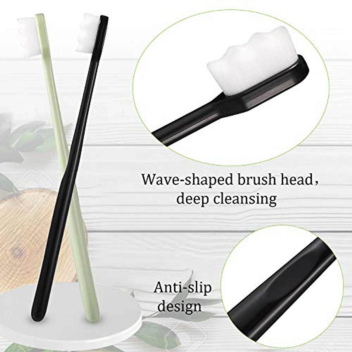 Patelai 16 Pieces 20000 Bristle Toothbrush Extra Soft Toothbrush Micro-Nano Manual Toothbrush Adult Toothbrush with 20000 Soft Bristle for Fragile Gums Adult Kid Children (White Brush Head)